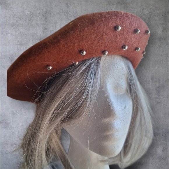 Accessories | Studded Beret Brick Color | Poshmark